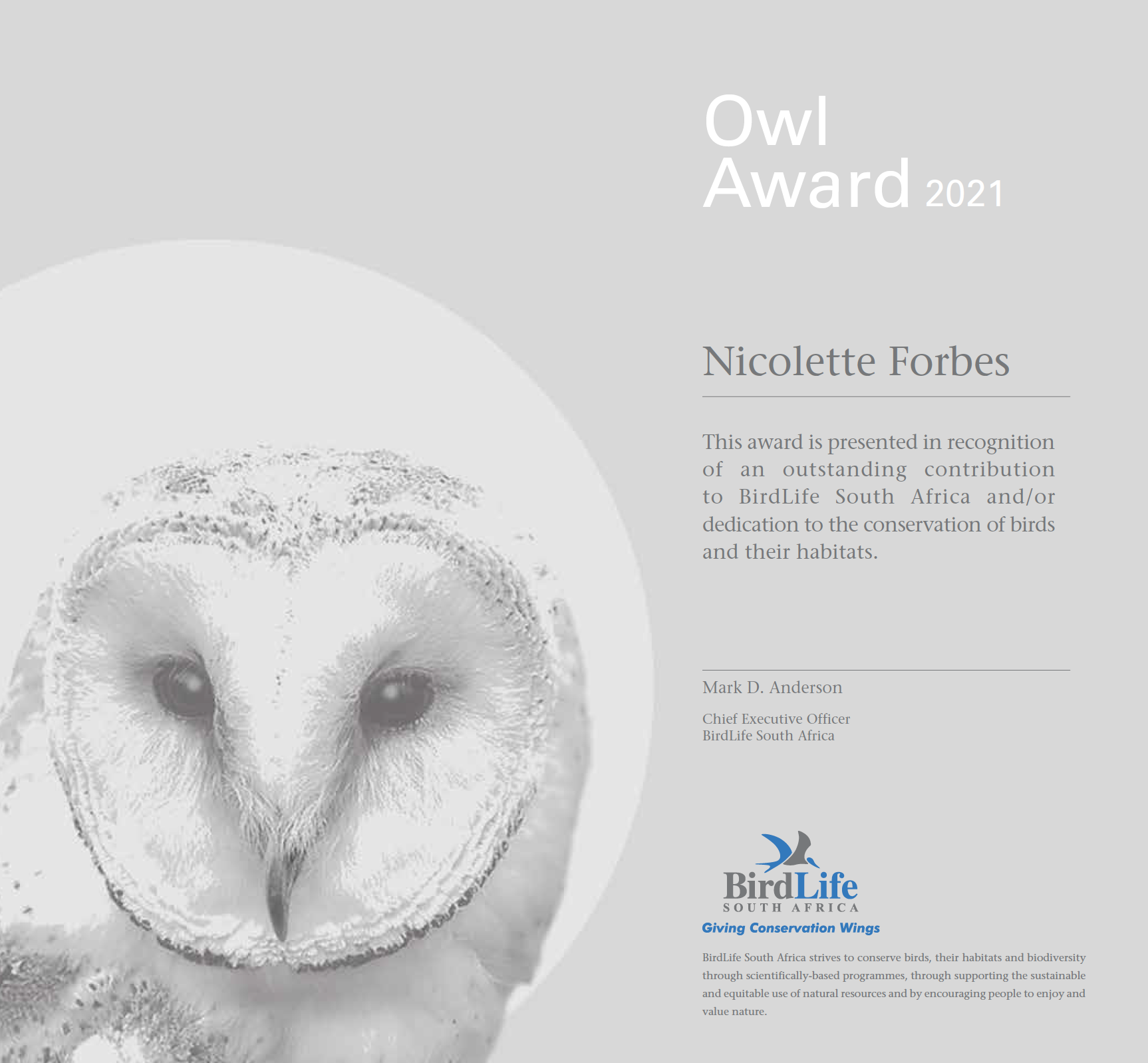 BLSA National Owl Awards – BirdLife eThekwini KZN